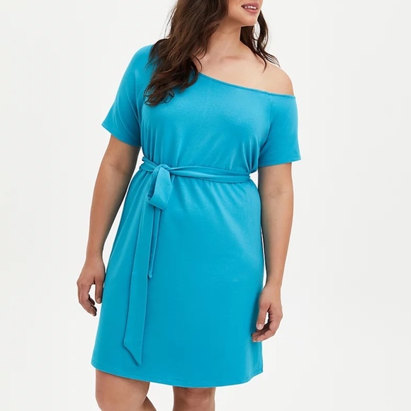 torrid | Dresses | Torrid Dress 3x Teal Blue Tshirt French Terry Off ...